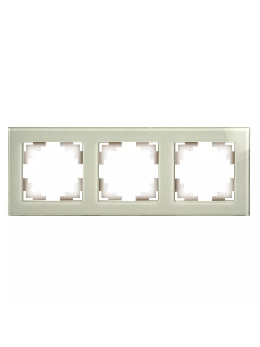 Стеклянная рамка для розеток трехместная