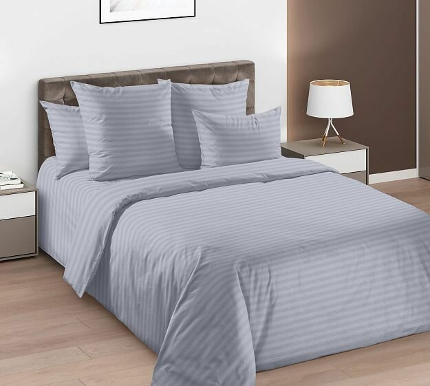 Наволочка на подушку Страйп Монохром 60x60, перкаль 100% хлопок, серый