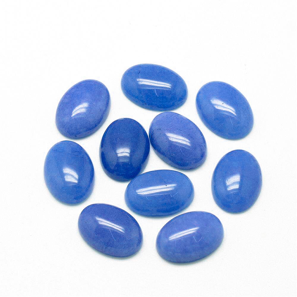 Кабошон каменный, 18х13мм, жадеит синий, 2 шт.