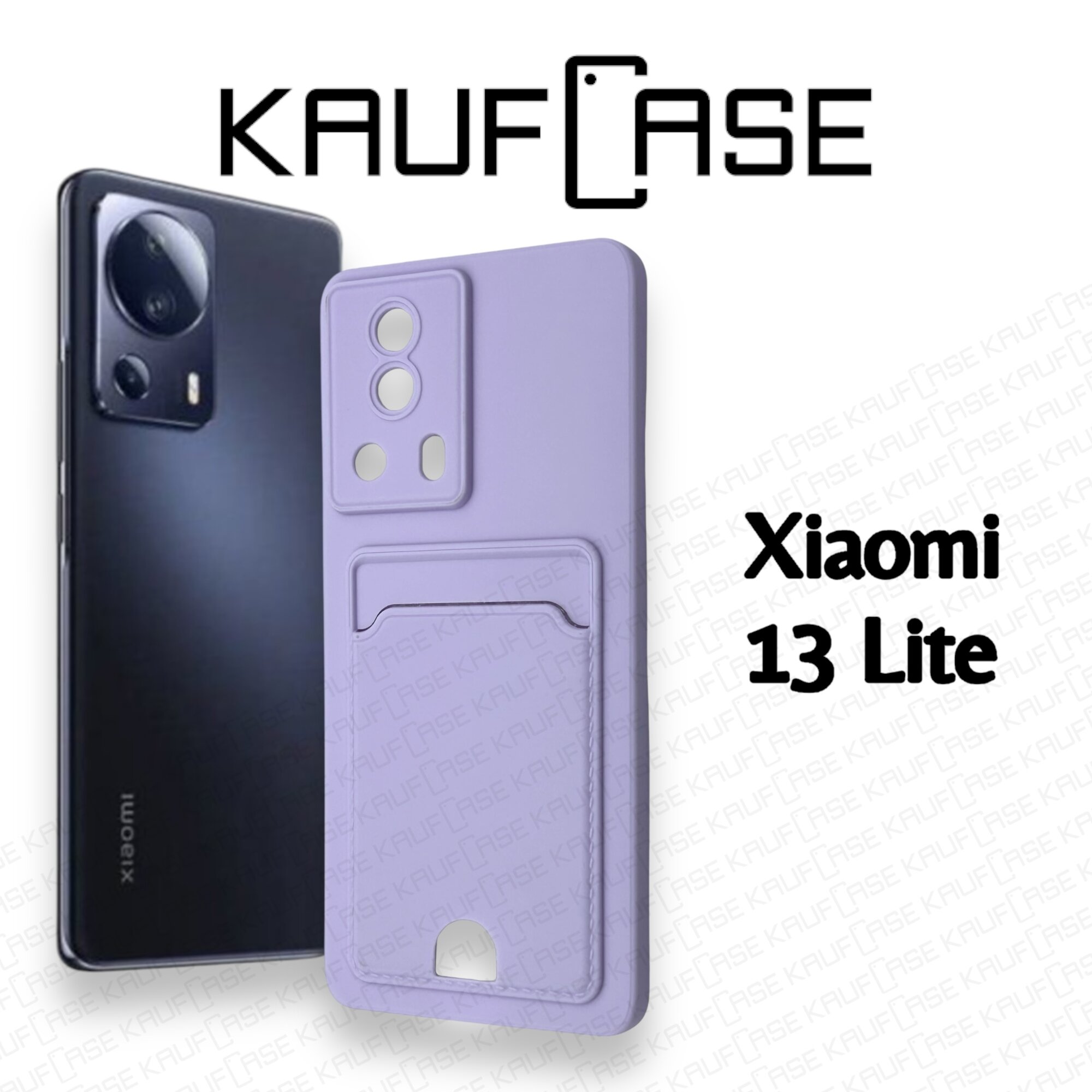 Силиконовый матовый чехол на Xiaomi 13 Lite (6.55"), сиреневый. Карман для пластиковых карт