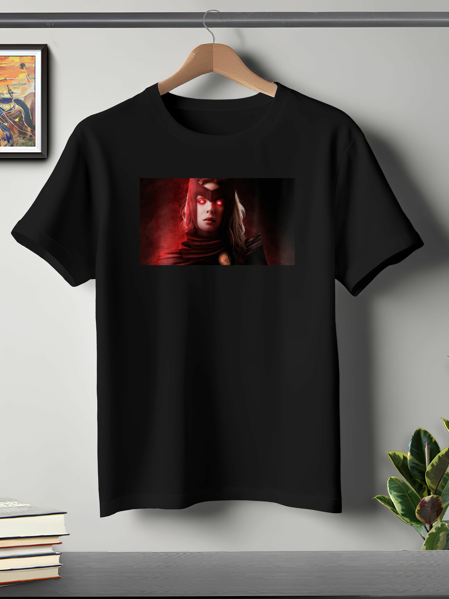 Футболка ONEQ унисекс 48-50 (L) размер с принтом Алая Ведьма, черная