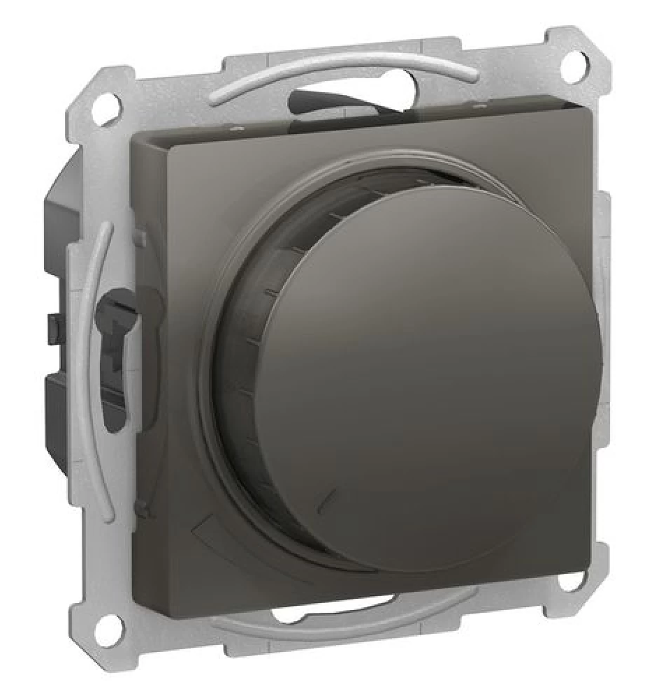 Диммер Systeme Electric / Систем Электрик AtlasDesign поворотно-нажимной, сталь, мощностью 400Вт, IP20 / электрика
