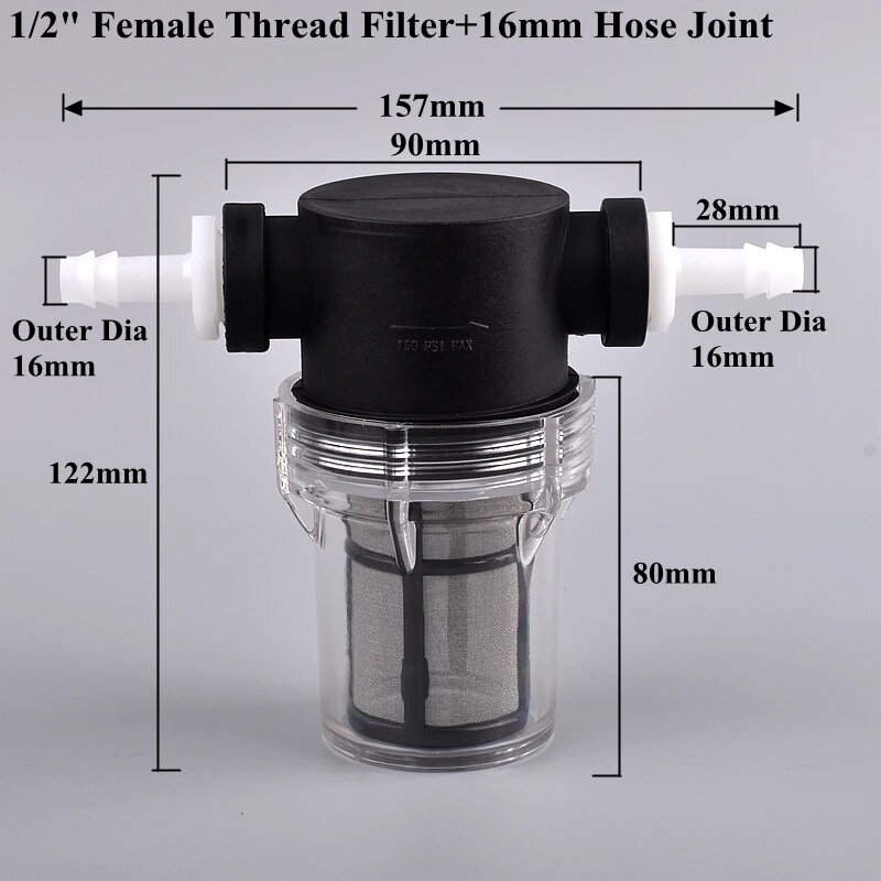 Фильтр для шланга SgooHan 1/2"-3/4", сетка 10/20/40/60/80/100/200 mesh 1I2 Inch-16-16mm, 40 Mesh