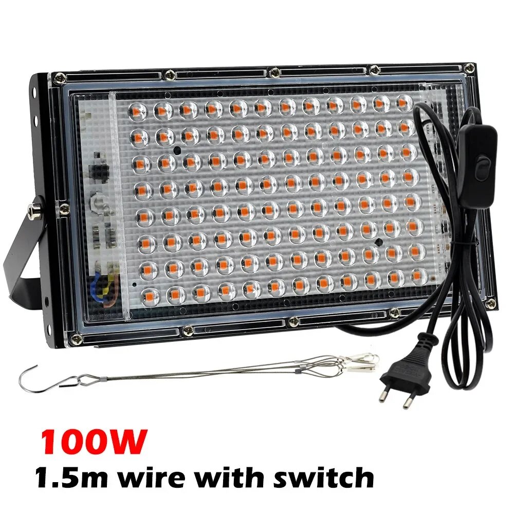LeiiGeeGo Светодиодная фитолампа для растений 50/100/200/300 Вт 100W EU Plug