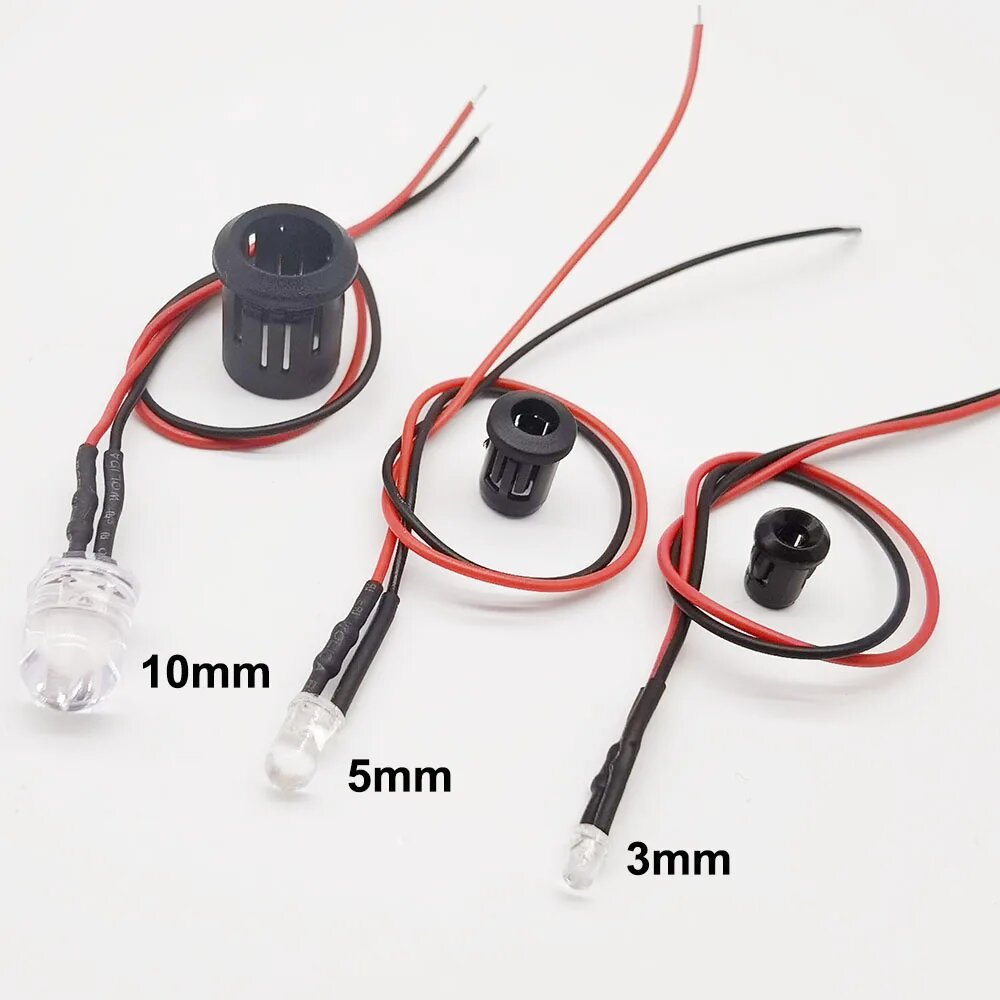Светодиоды RGB 12В, 5 мм, 10 шт, без держателя