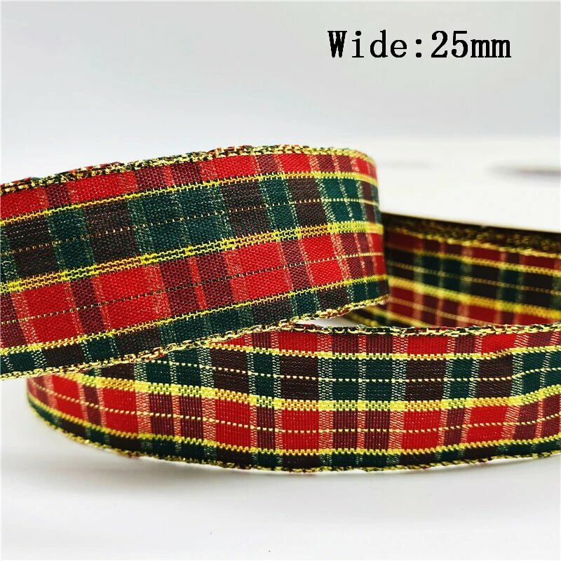 Клетчатая лента CyanRafts 25 мм, полиэстер, 5 ярдов Красный, 18