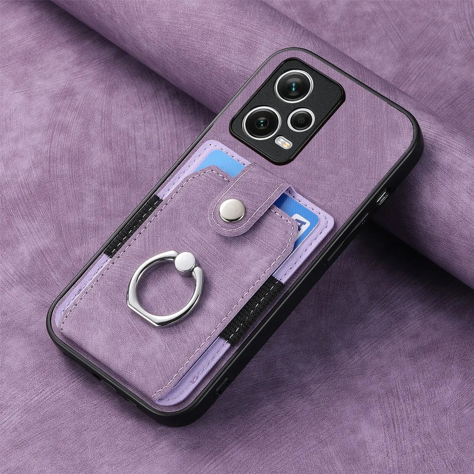 Кожаный чехол с магнитом для Xiaomi Redmi Note 13 15 14 12 11 10 Редми Ноут 13 Про + 5G, фиолетовый