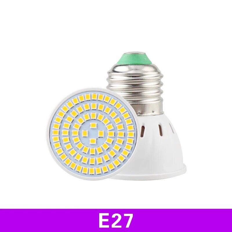 Светодиодная лампа Duncelri E27 E14 MR16 GU10 E27, Warm white, 80LED 220V