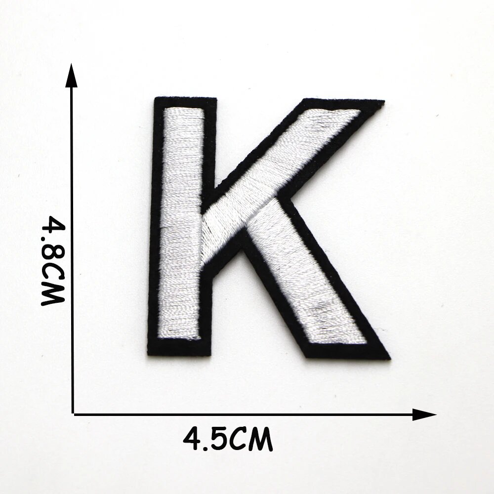 Нашивка буква K белая 4.8x4.5 см