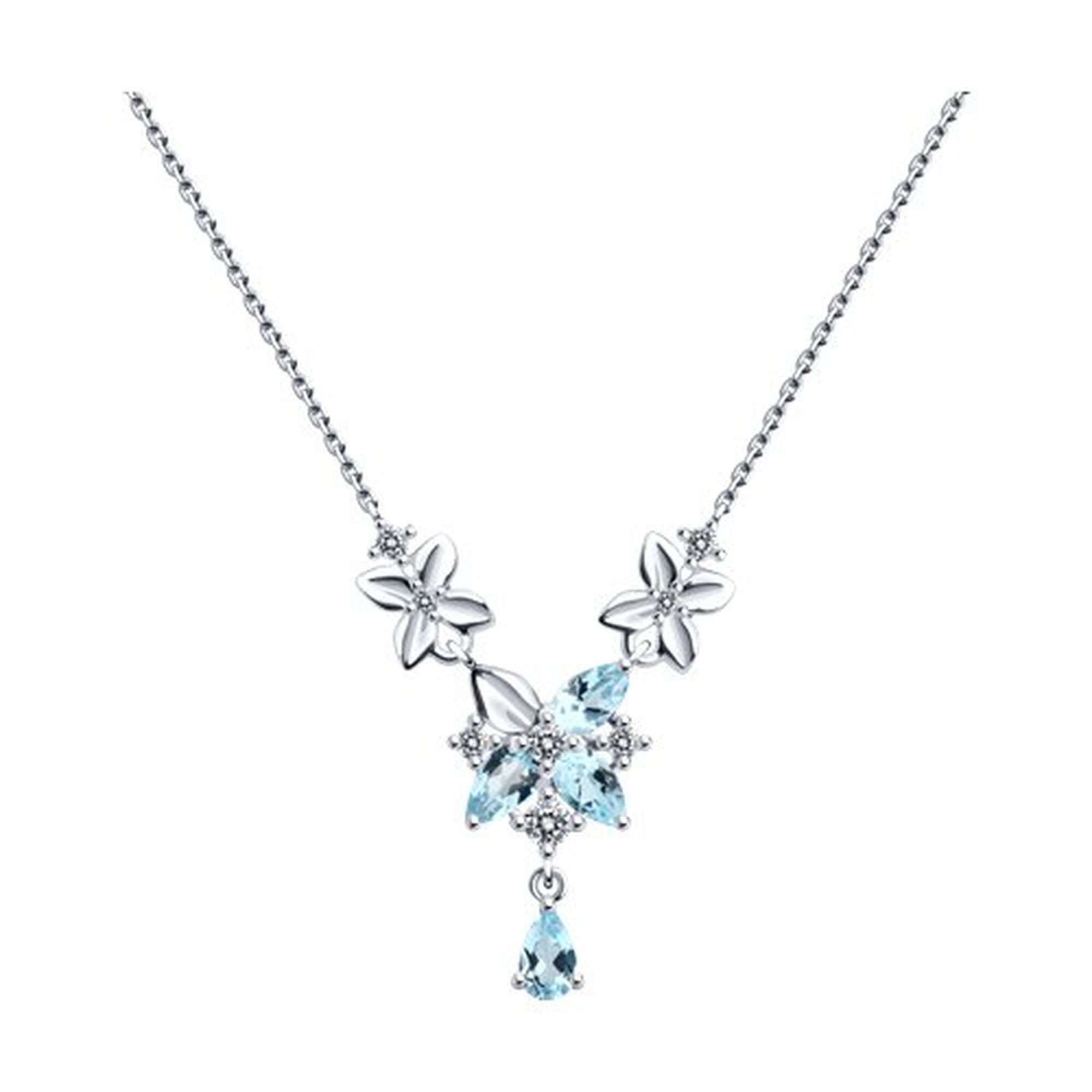 Колье, серебро, 925 проба, родирование, фианит, топаз