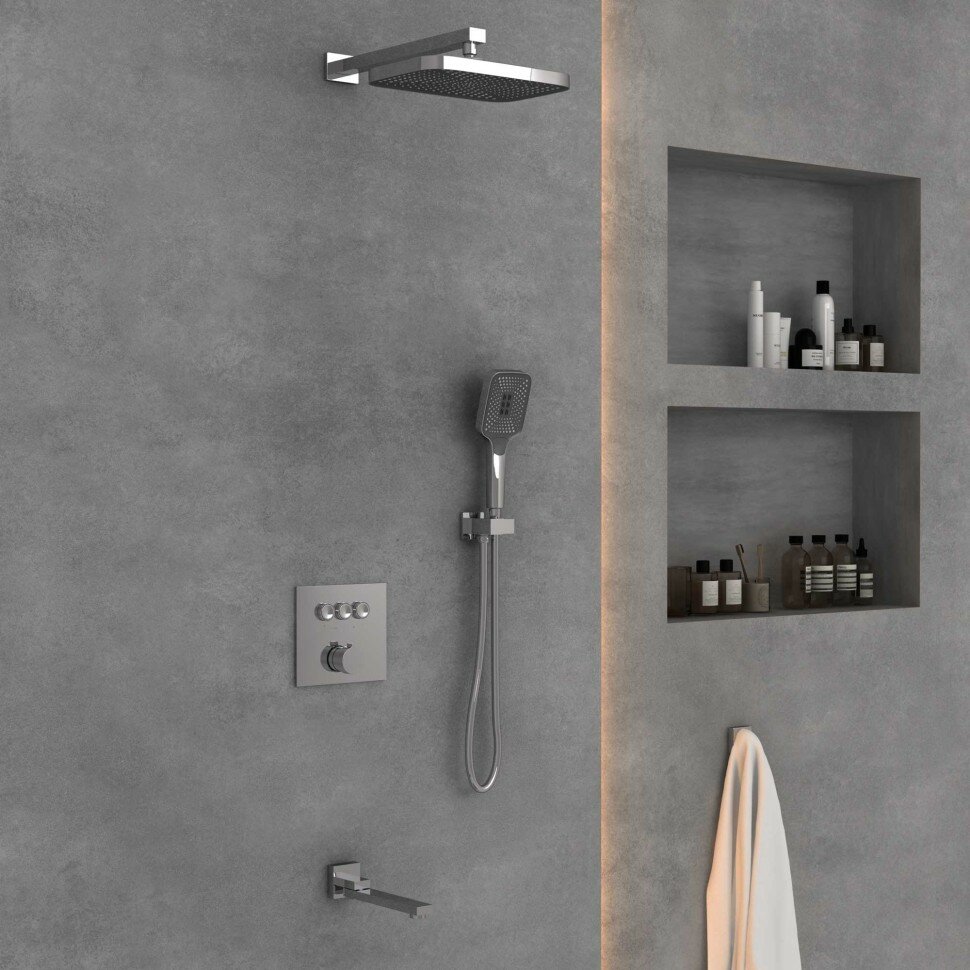 Душевой комплект VSFW-4311CH встраиваемый, трехрежимный, хром