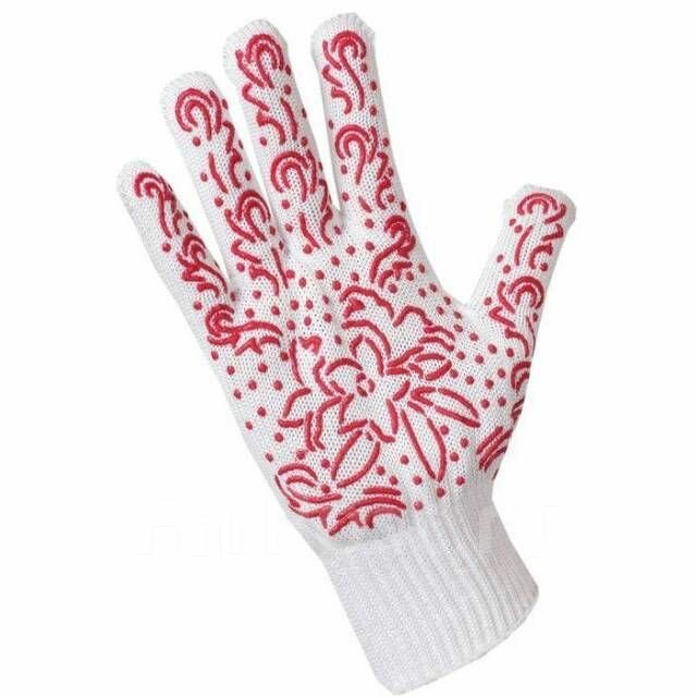Перчатки хозяйственные Хозяюшка "Red", для садовых работ, трикотажные, с дизайн-напылением ПВХ (17029)
