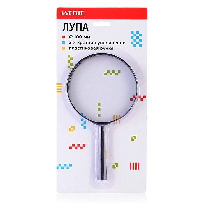 Лупа deVENTE "Attomex", с трехкратным увеличением, диаметр 100 мм, пластиковые линза и корпус