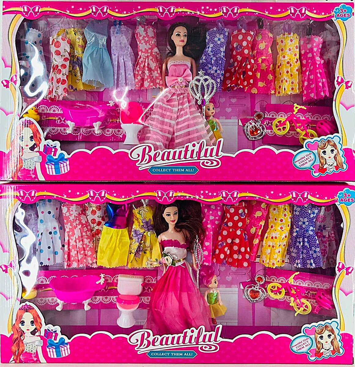 Набор Кукла с дочкой, 12 сменных платьев Beautiful Girls Collect, аксессуары