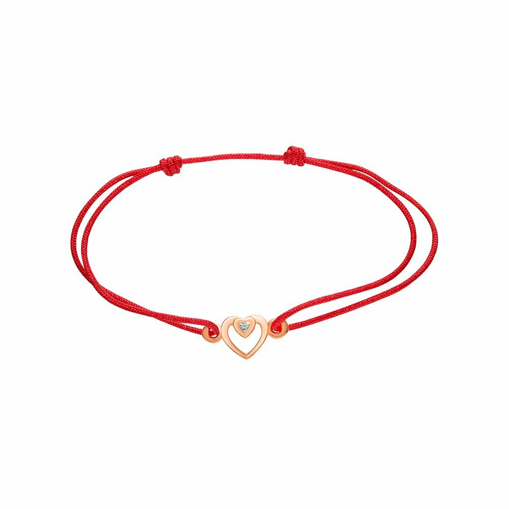 Браслет-цепочка, красное золото, 585 проба, родирование, фианит