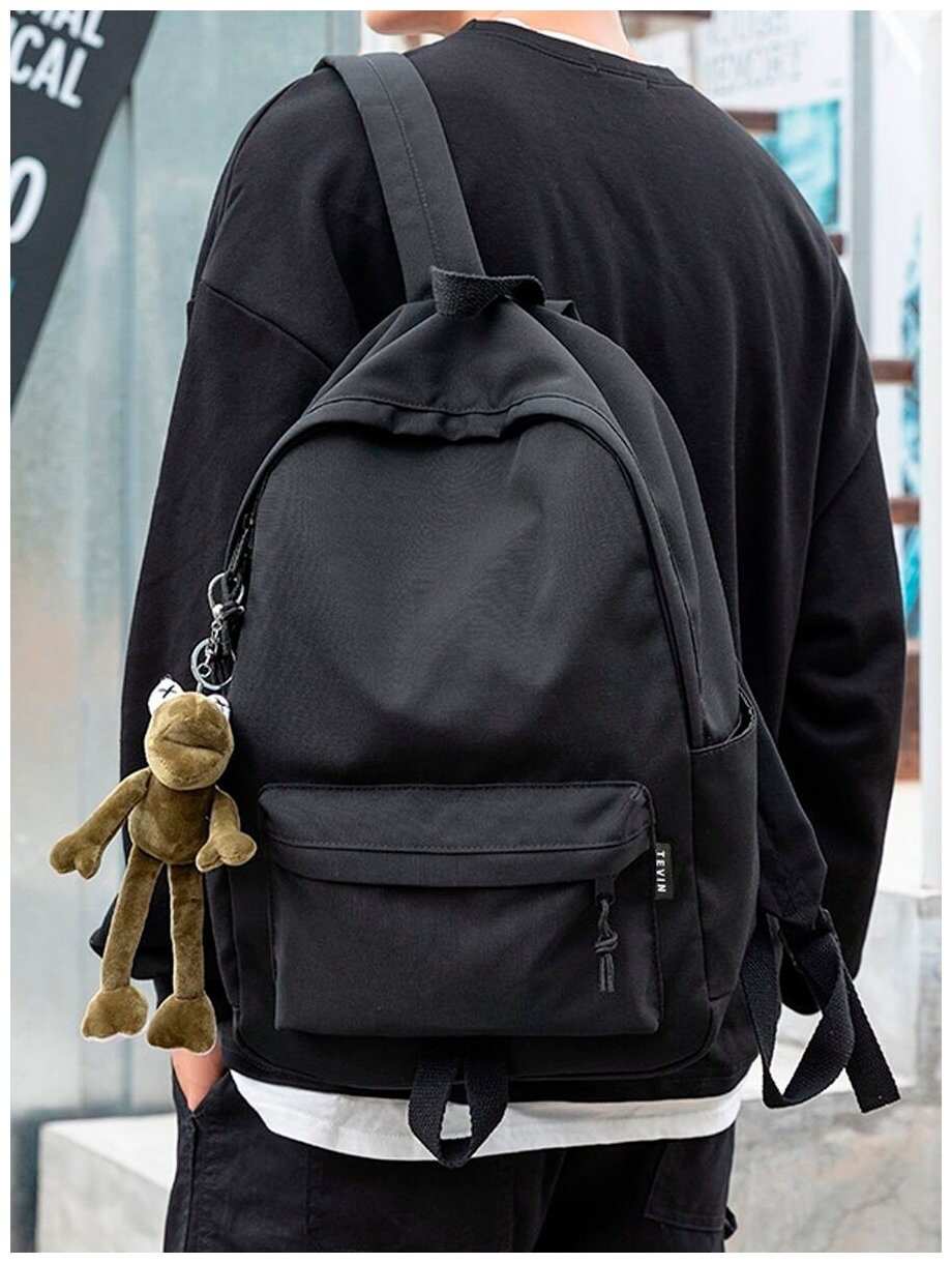 Рюкзак мужской, женский черный для ноутбука городской и повседневный на молнии, стильный и модный TEVIN