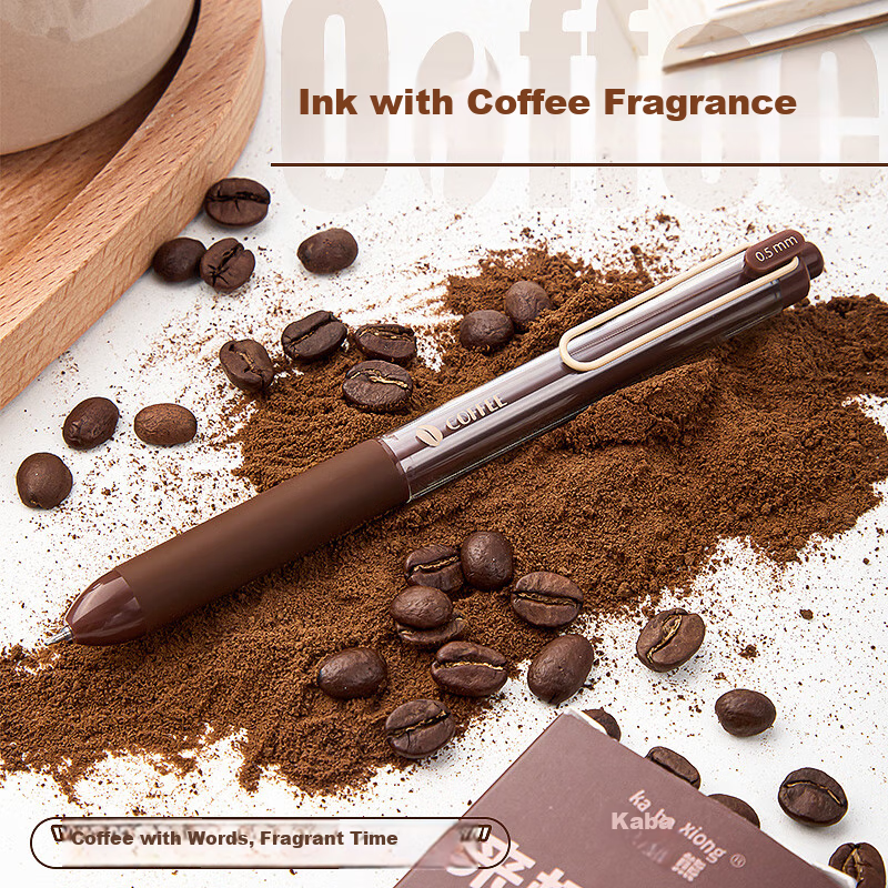 Kabaxiong Quick-drying Push Neutral Pen with ST Tip 0.5mm Scented Student Brush Pen Creamy Dog Correction