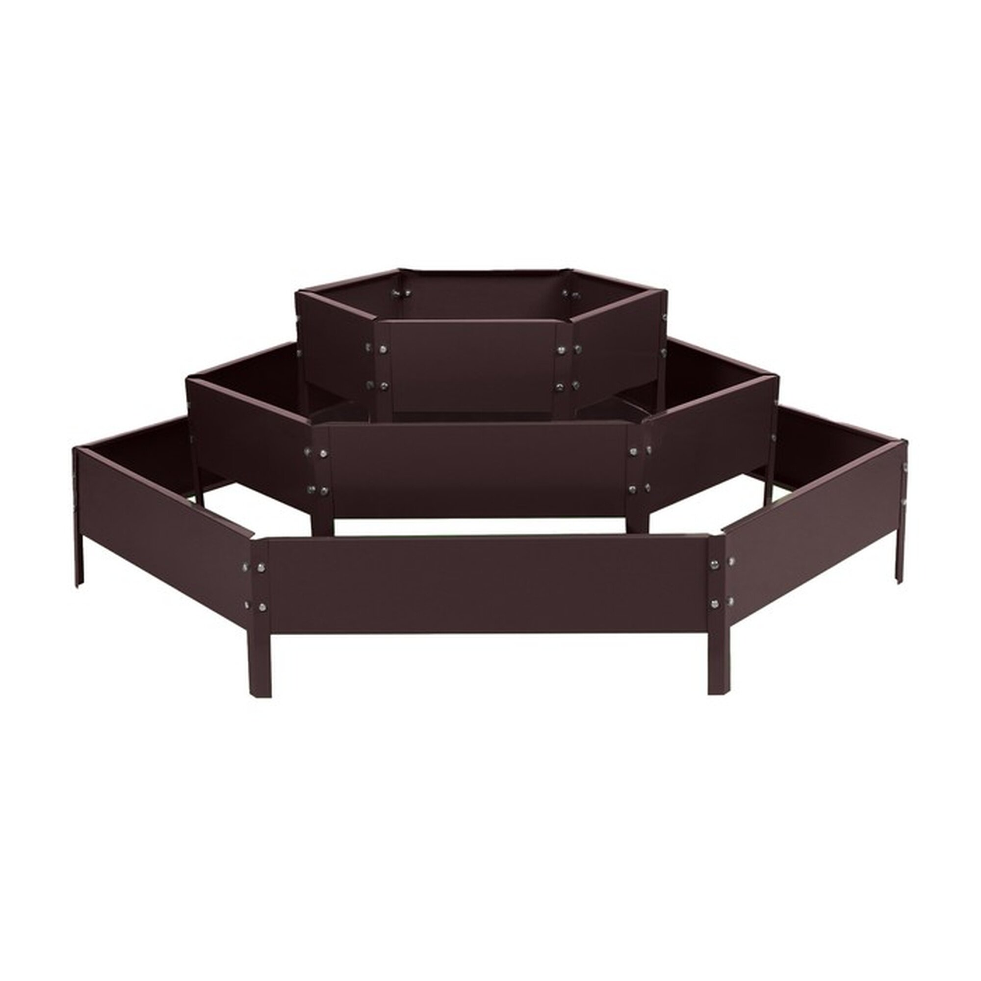 Клумба оцинкованная, 3 яруса, d = 60–100–140 см, высота бортика 45 см, коричневая, Greengo