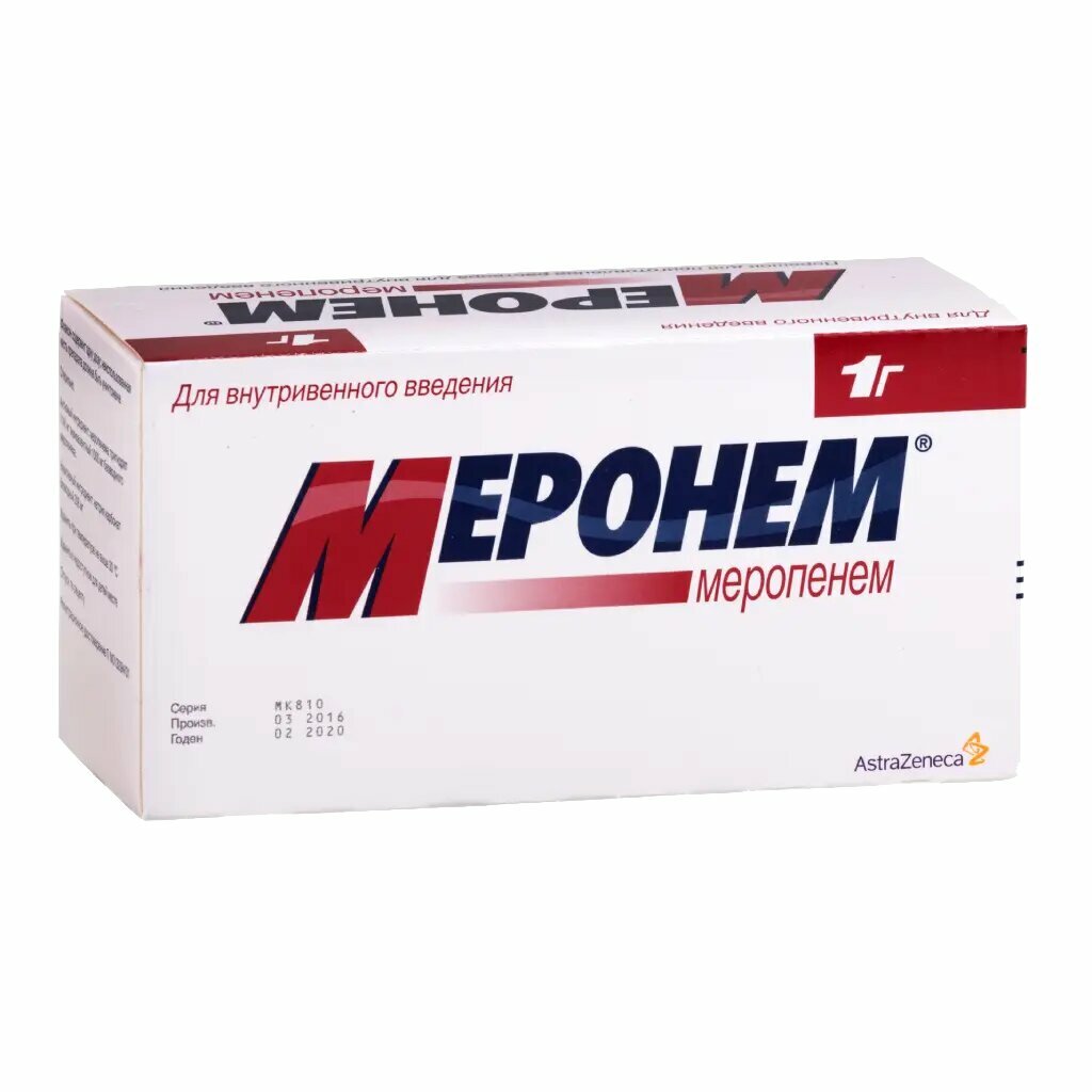 Меронем порошок д/приг раствора для в/в введ 1 г 10 шт