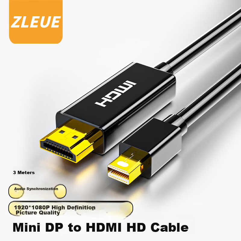 Mini DP to HDMI Converter Cable for Apple Surface Laptops, Mini DP Thunderbolt Interface to Connect Computer to Monitor Projector, 3 Meters, ZL-MH030