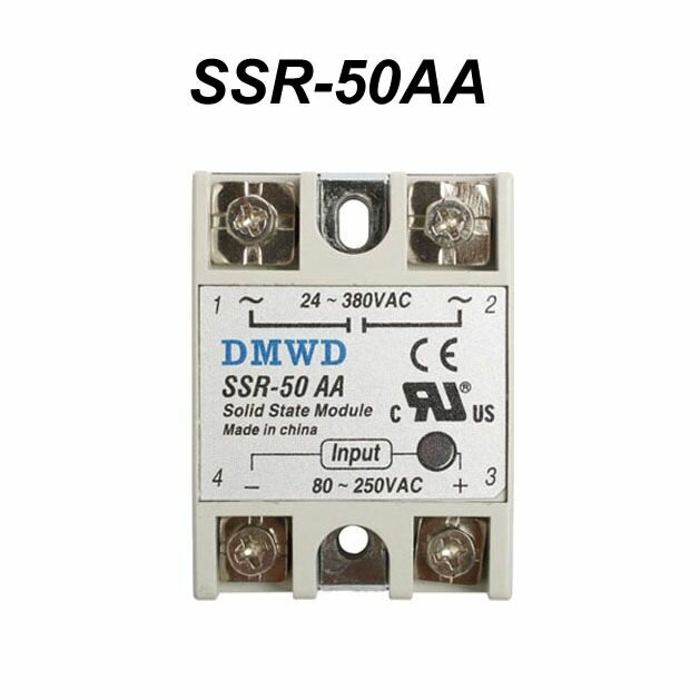 Твердотельное реле однофазное, до 50 ампер, 24-380 вольт, управление переменным напряжением 80-250 VAC, SSR-50 AA -4 шт.