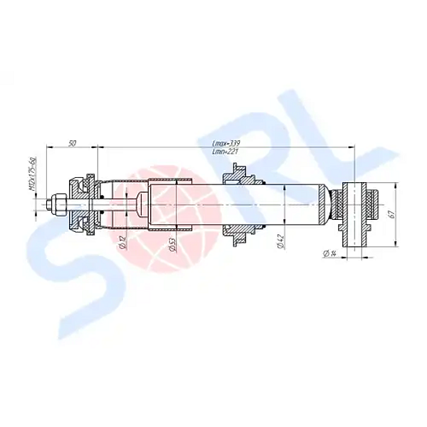 SORL 5003150520 амортизатор кабины 221 / 339, I / o, 12x50 / 14x67 \ volvo