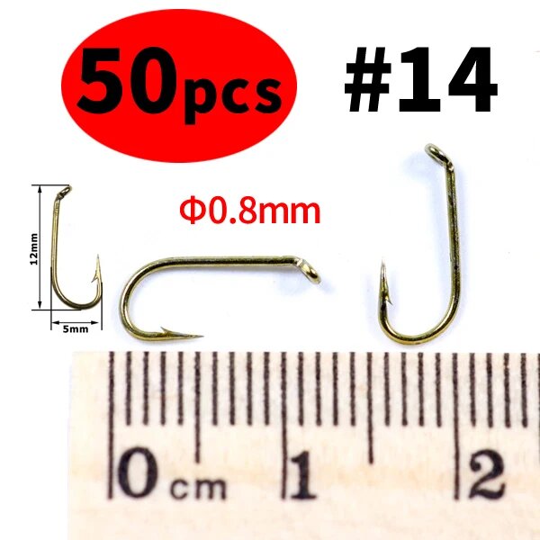 Bimoo крючки для нахлыста Нимфа 50 шт. 50pcs size 14