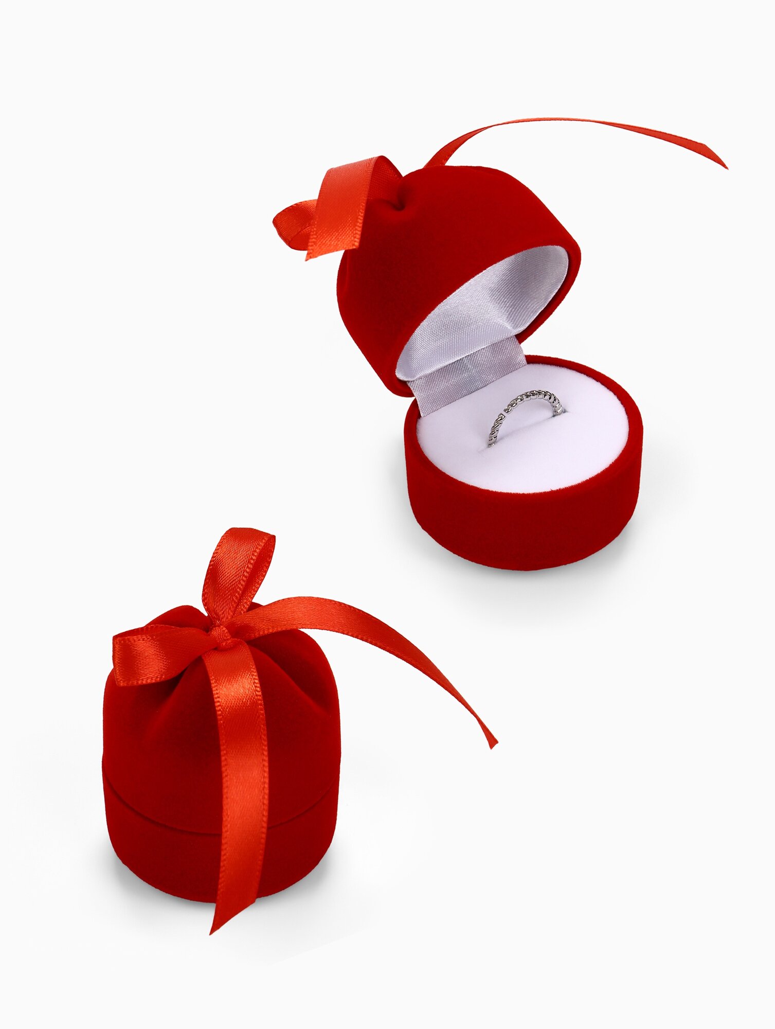 Футляр бархатный под кольцо/серьги «Подарочек», 5×5×6, цвет красный, вставка белая