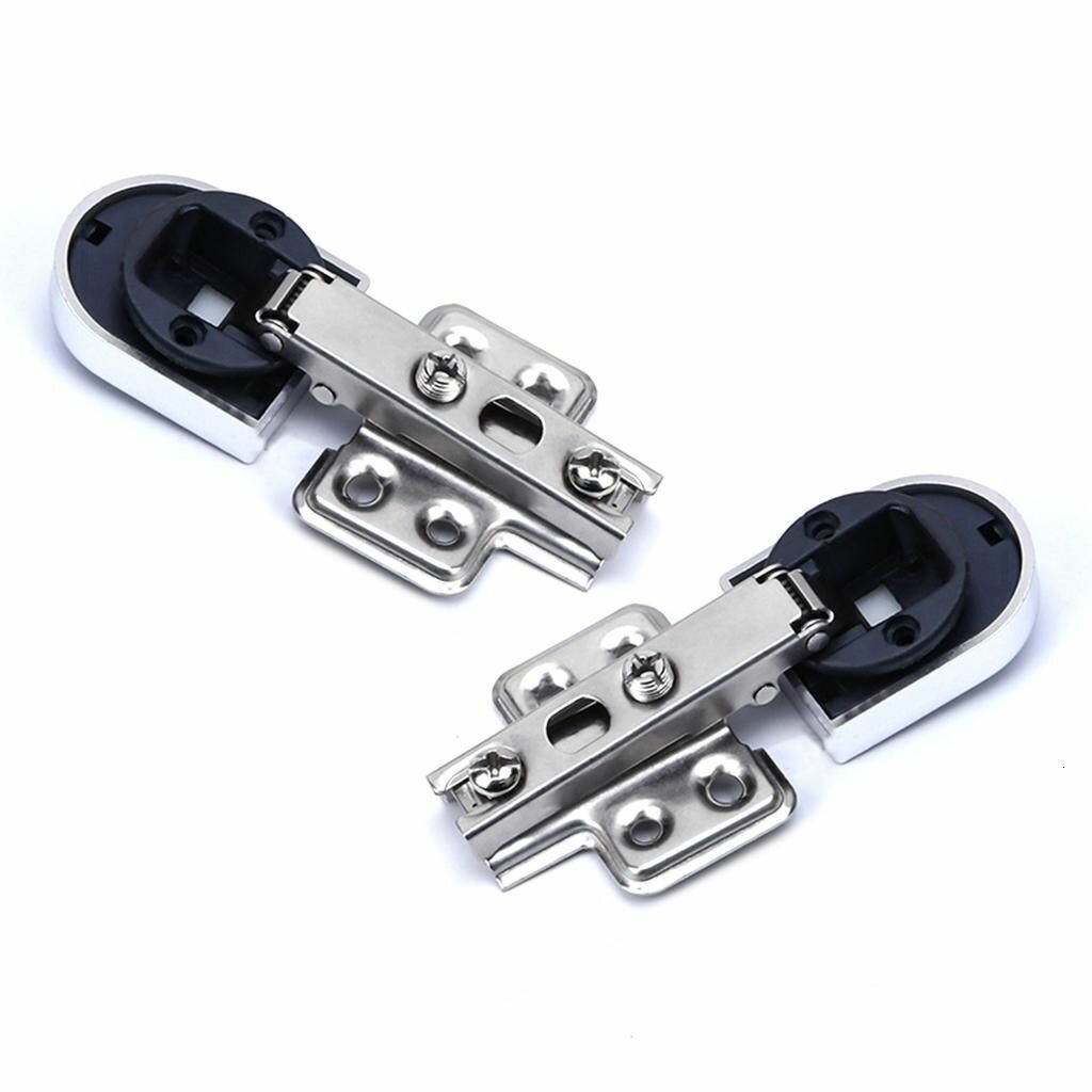 2 шт. Петли для стеклянных дверей кухонного шкафа, фурнитура для домашнего винного шкафа, - Прямой изгиб, полный c