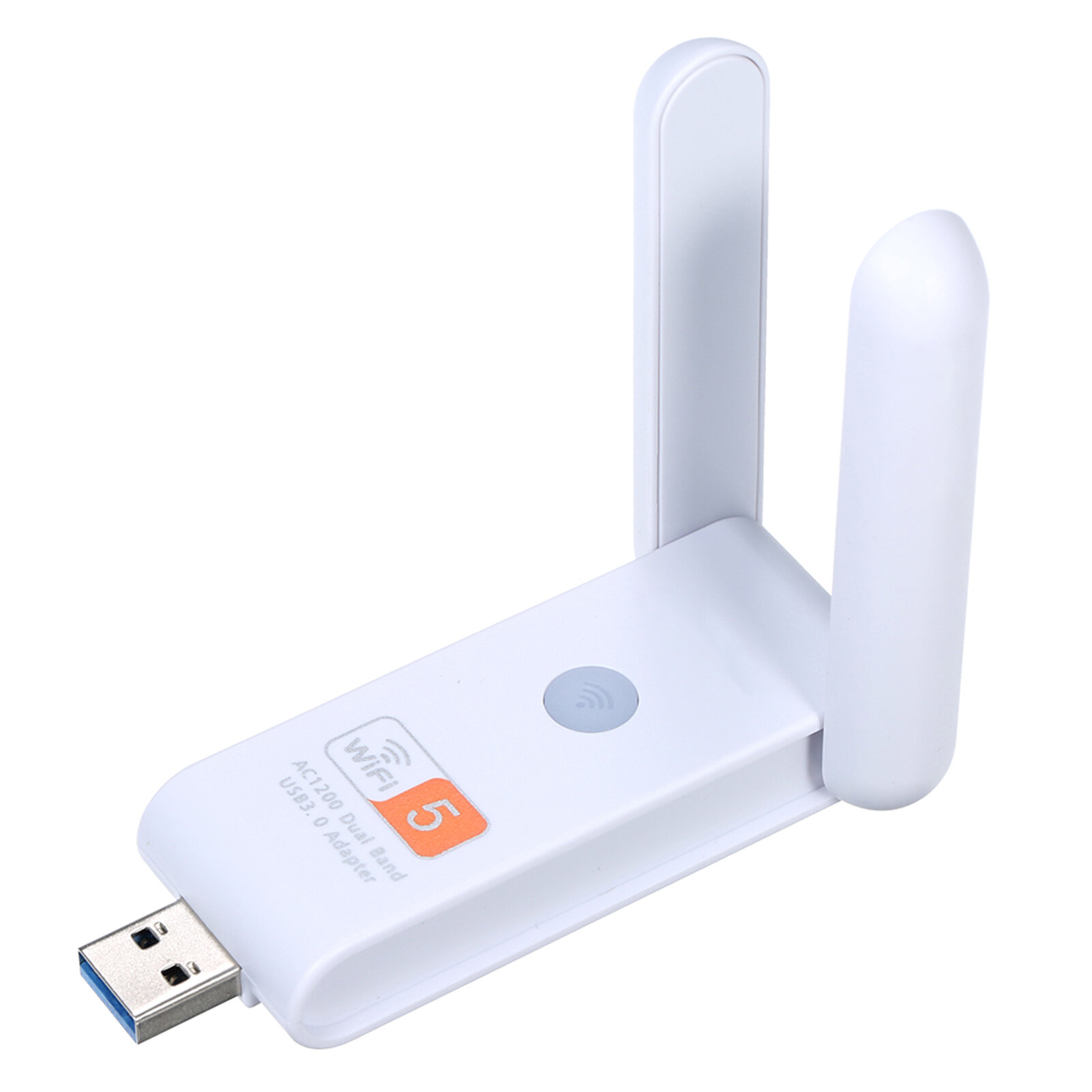 Wireless USB WiFi Adapter Dual Band 2.4G(up to 300Mbps) & 5G(up 866Mbps)/2 High Gain Antennas/High Security/Plug&Play White