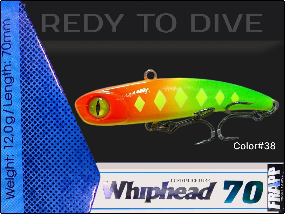 Воблер, виб, раттлин Frapp Whiphead -70/#38 вес 12гр, На судака, щуку, жереха, форель. Раттлин Frapp VIB