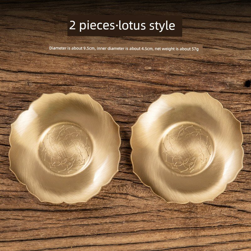 Бронзовый подстаканник с узором лотоса, комплект из 2 шт, термостойкий нескользящий круглый поднос для дома