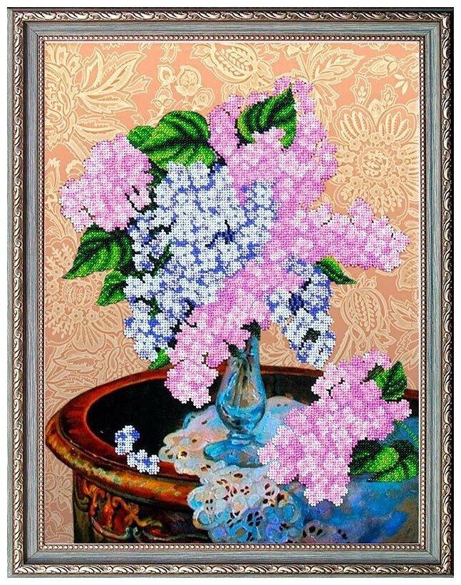 Вышивка бисером Букетик сирени 39x29.5 см