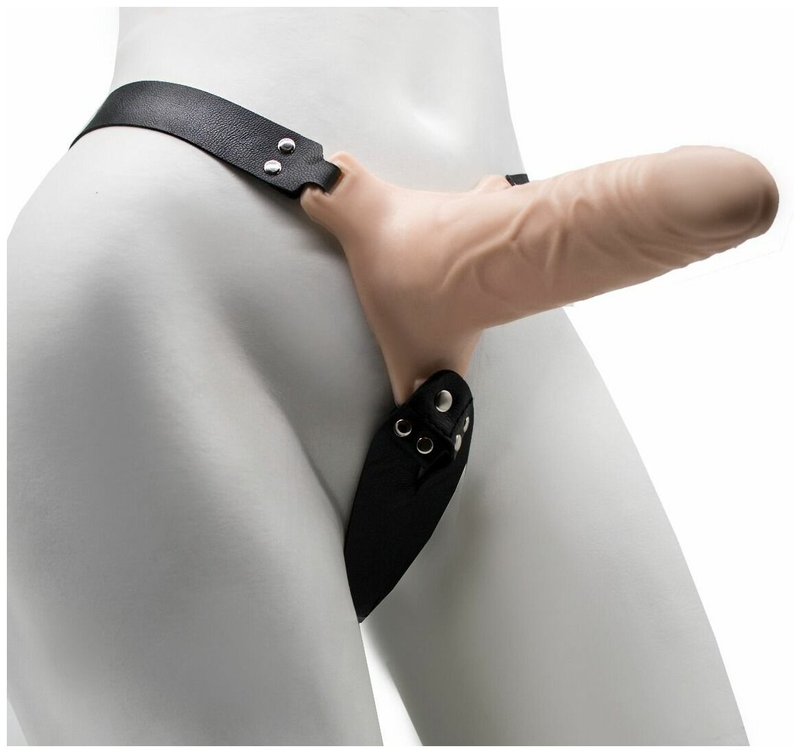 Пустотелый реалистичный фаллопротез на ремешках - 18 см, LOVETOY (А-Полимер), термопластичный эластомер (TPE), телесный