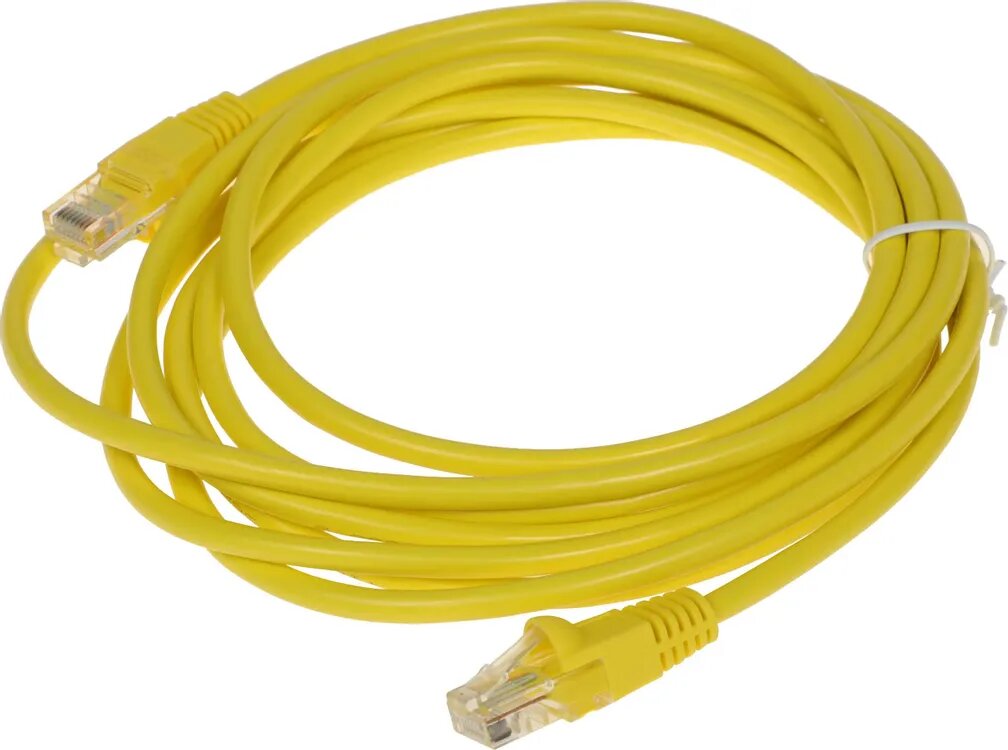 Патч-корд Buro UTP-5E-3M-Y литой (molded), UTP, кат.5E, 3м, 4 пары, 26AWG, алюминий омедненный, многожильный, желтый