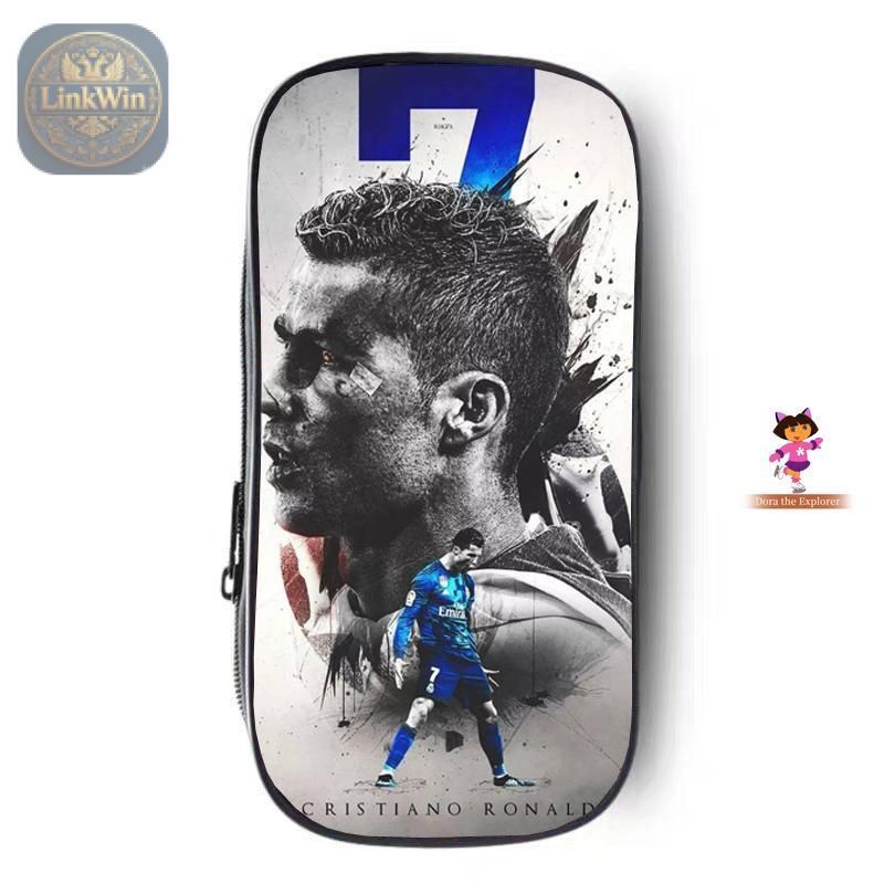 Пенал школьный (Криштиану Роналду) (Cristiano Ronaldo), холщовый, на молнии, с принтом, для начальной и средней школы, подарок мальчику