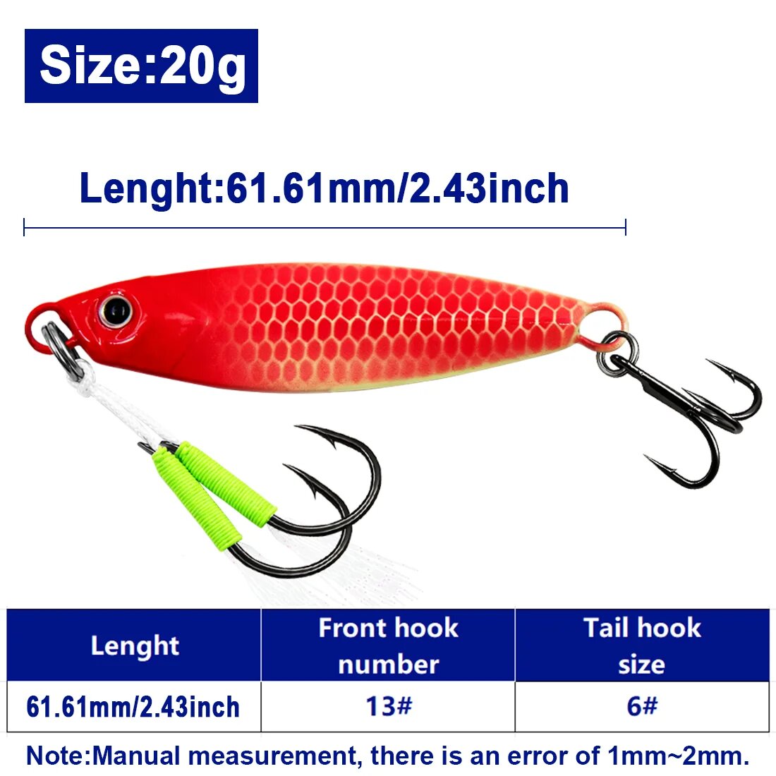 FishTrip светящийся джиг 15-30 г 20g B 1Pcs