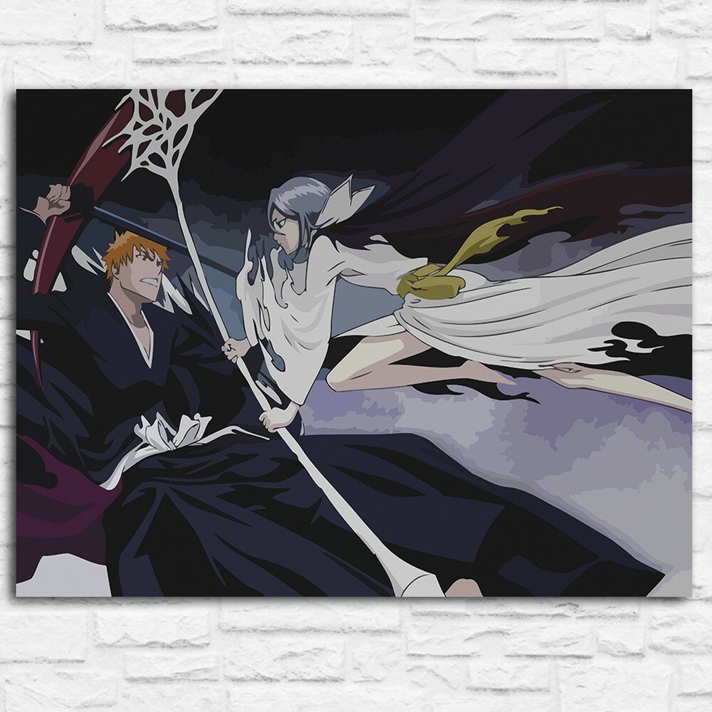 Картина по номерам на холсте аниме блич (bleach, ичиго, рукия, орихиме) - 14882 30х40