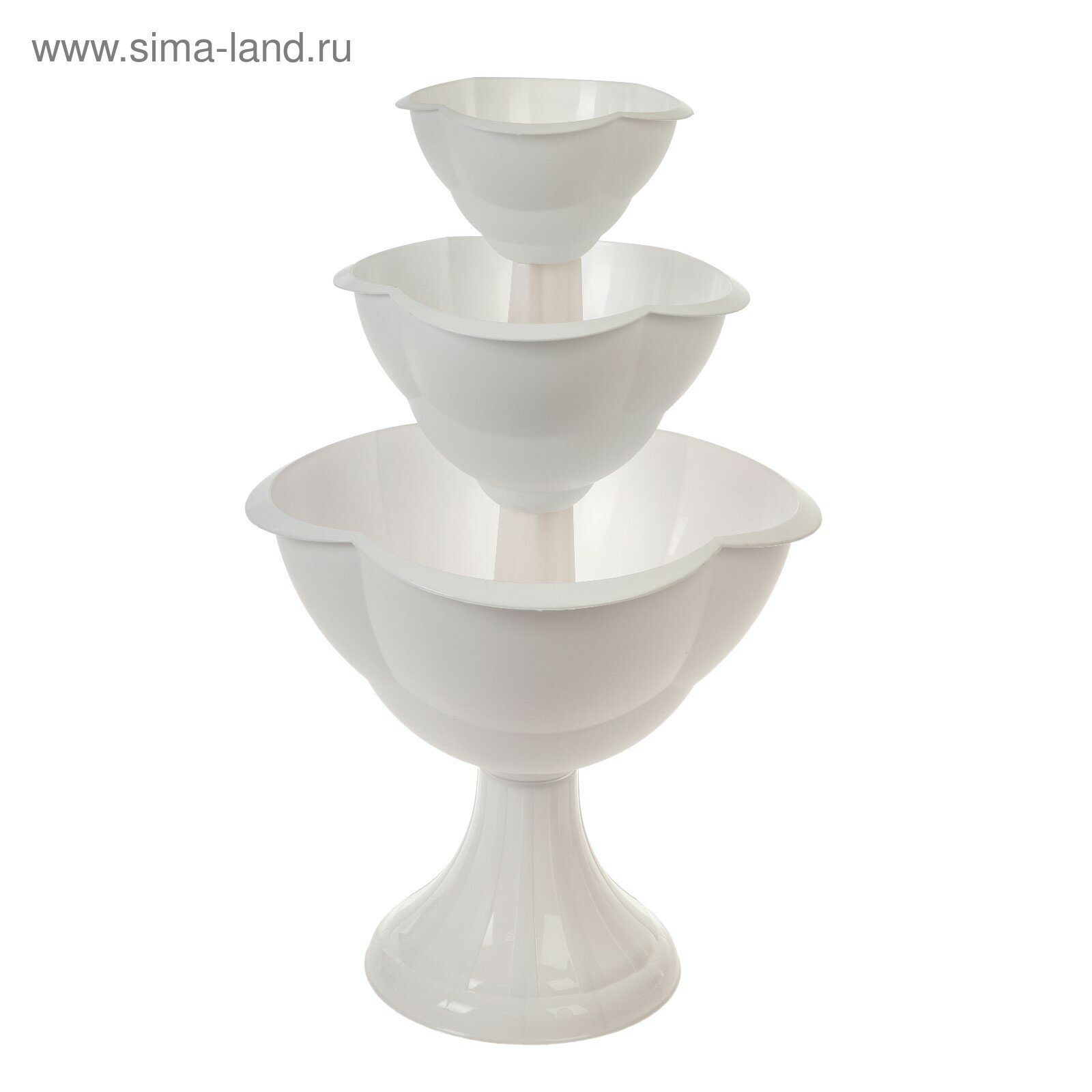 Клумба пластиковая, 3 яруса, d=27–40–55 см, высота бортика 90 см, белая, «Водопад»