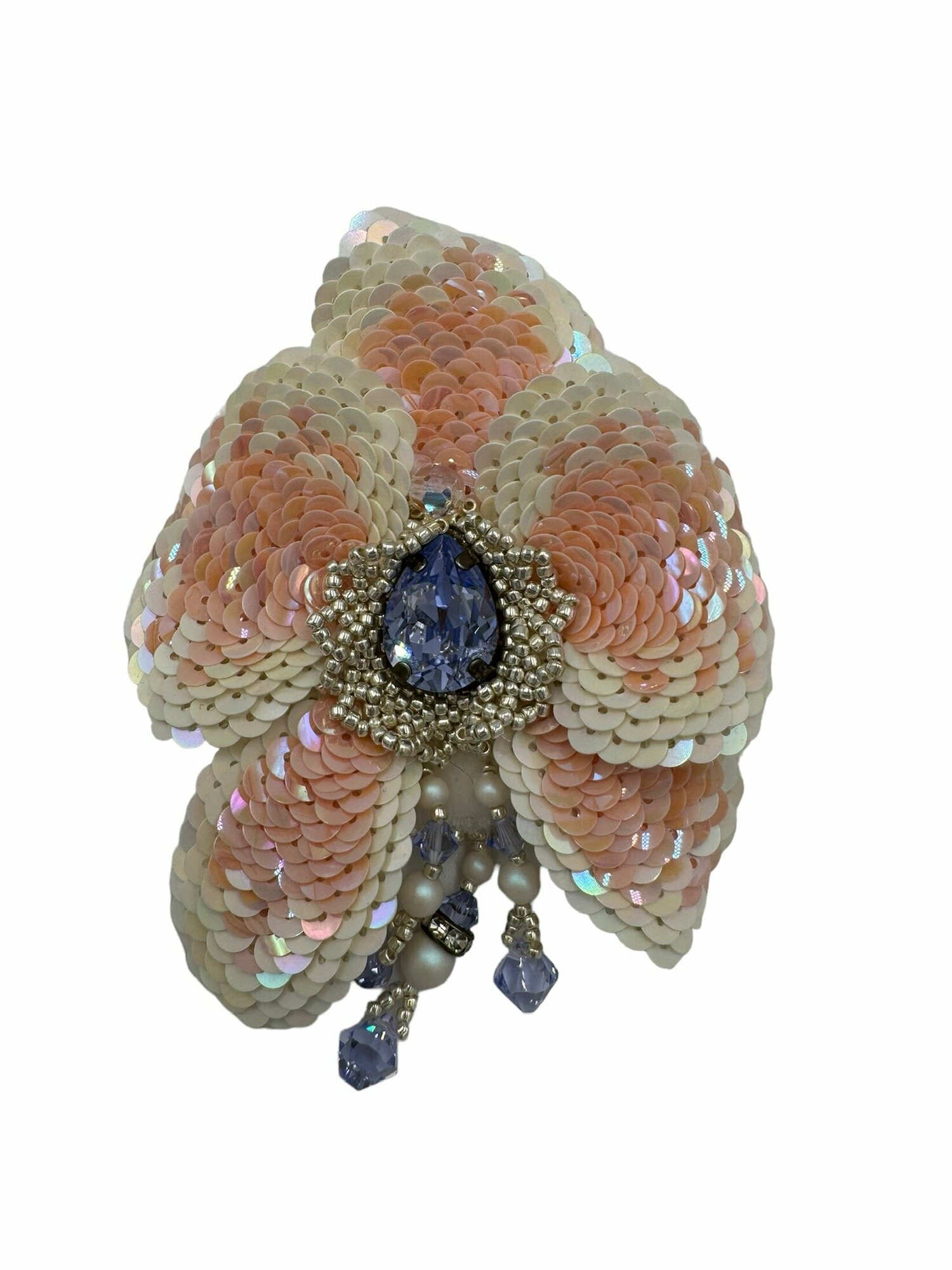 Брошь, Swarovski Zirconia, бисер, жемчуг имитация