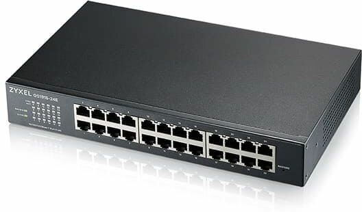 Гибридный Smart L2 коммутатор Zyxel NebulaFlex GS1915-24E, rack 19", 24xGE, бесшумный (без вентилятора), автономное/облачное управление