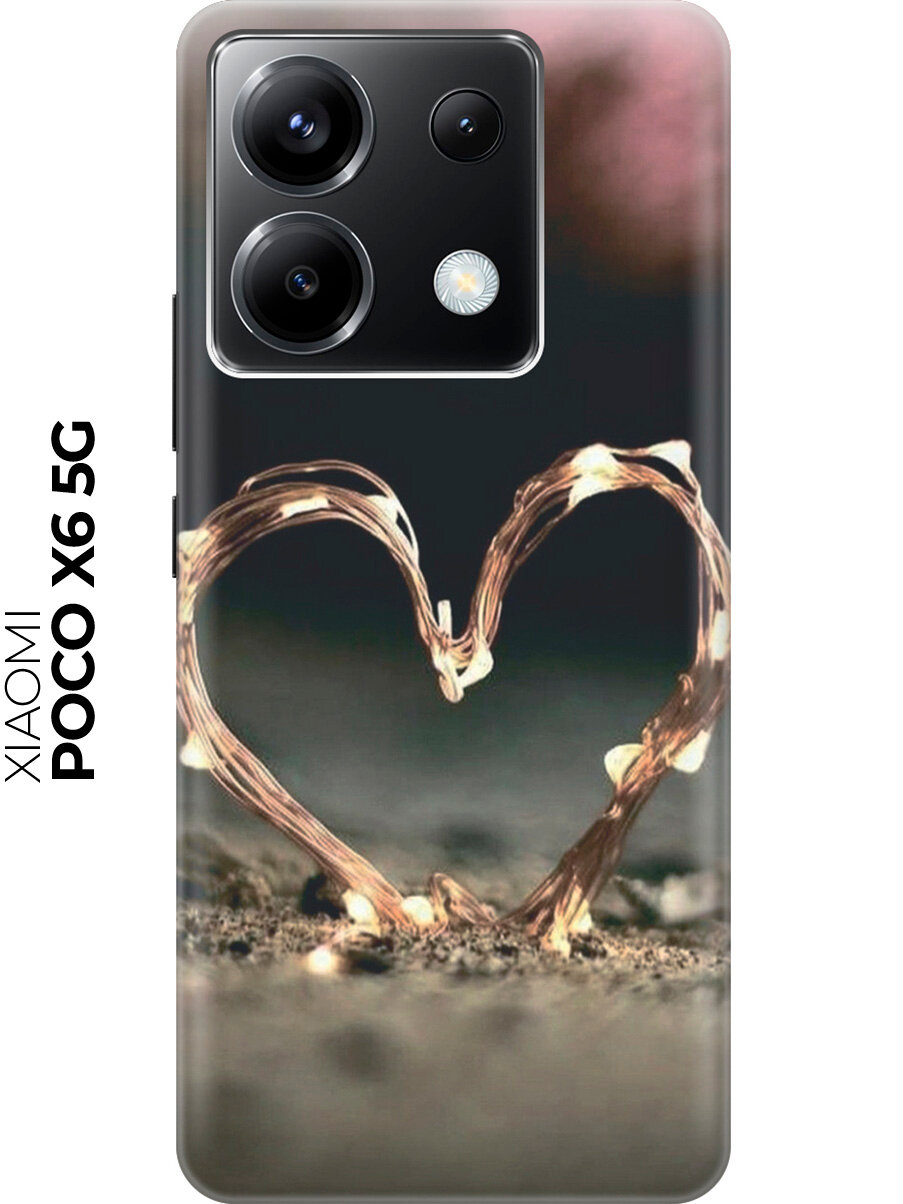 Силиконовый чехол на Xiaomi Redmi Note 13 Pro 5G / Poco X6 5G / Сяоми Редми Ноут 13 Про 5г / Поко Х6 5г с рисунком "Светящееся сердце"