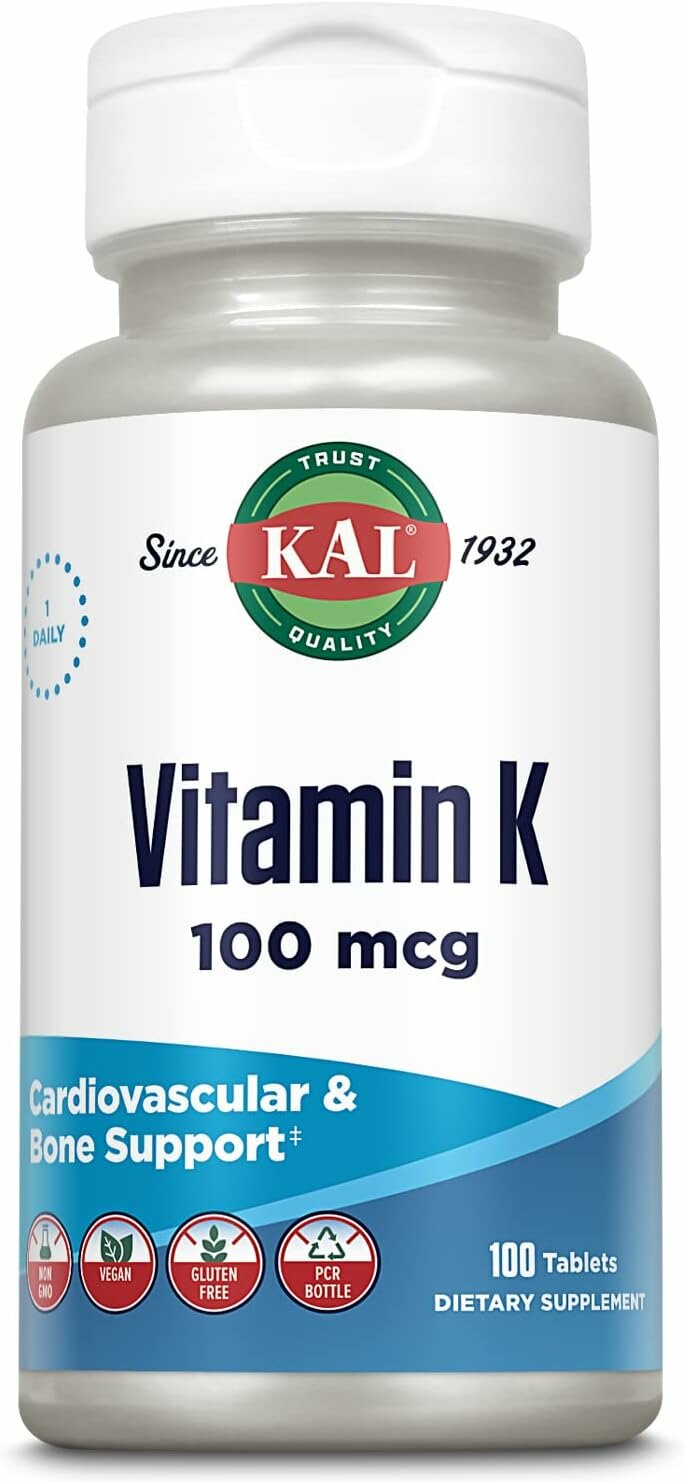 KAL Vitamin K 100 mcg 100 tablets (поддержка сердечно-сосудистой и костной системы)
