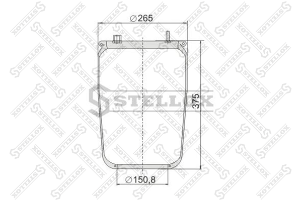 90 08360 SX Пневмоподушка Бренд STELLOX для автомобиля без стак. без отбойн. 3шп. M10 1отв шт. M16 смещ.28 Н:1отв. D150.8 DAF