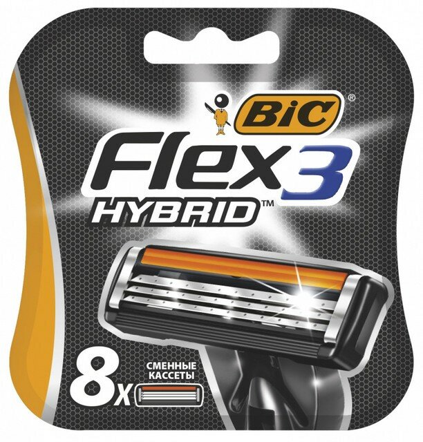 Набор из 3 штук Кассеты для бритья BIC FLEX 3 HYBRID (8шт)
