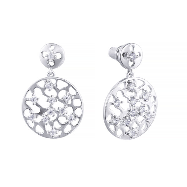 Серьги пусеты, серебро, 925 проба, фианит