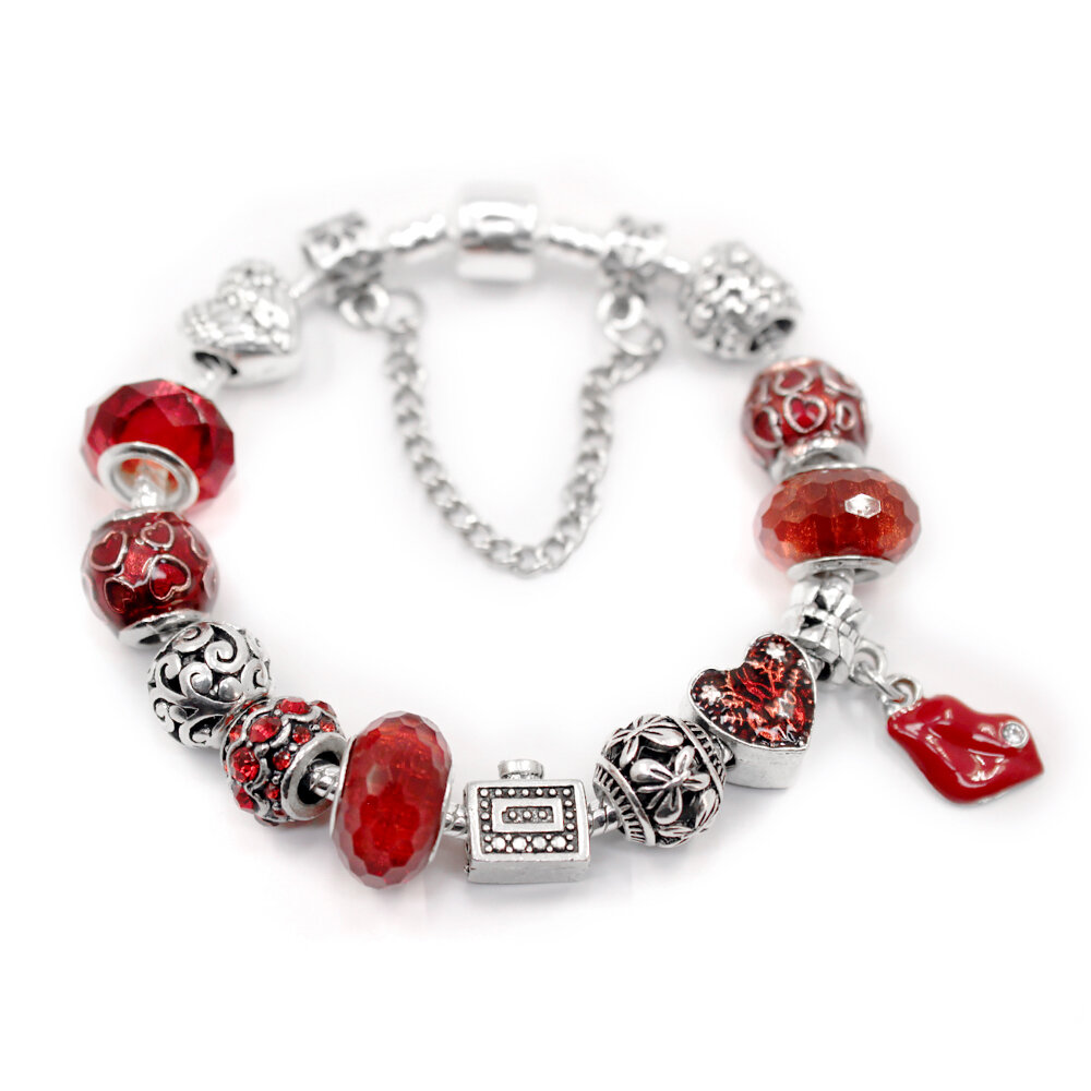 Браслет-цепочка, стекло, муранское стекло, стразы