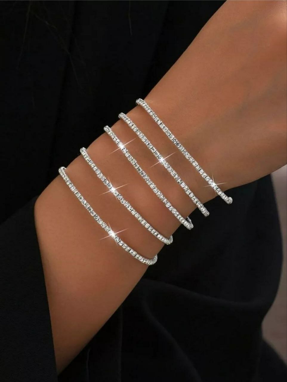 Эластичный браслет, фианит, искусственный камень, стразы