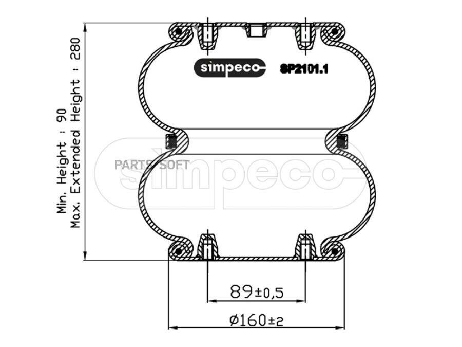 SP21011032 SIMPECO Пневморессора многосекционная TONAR о. н.4520000803 (SP2101.1032)