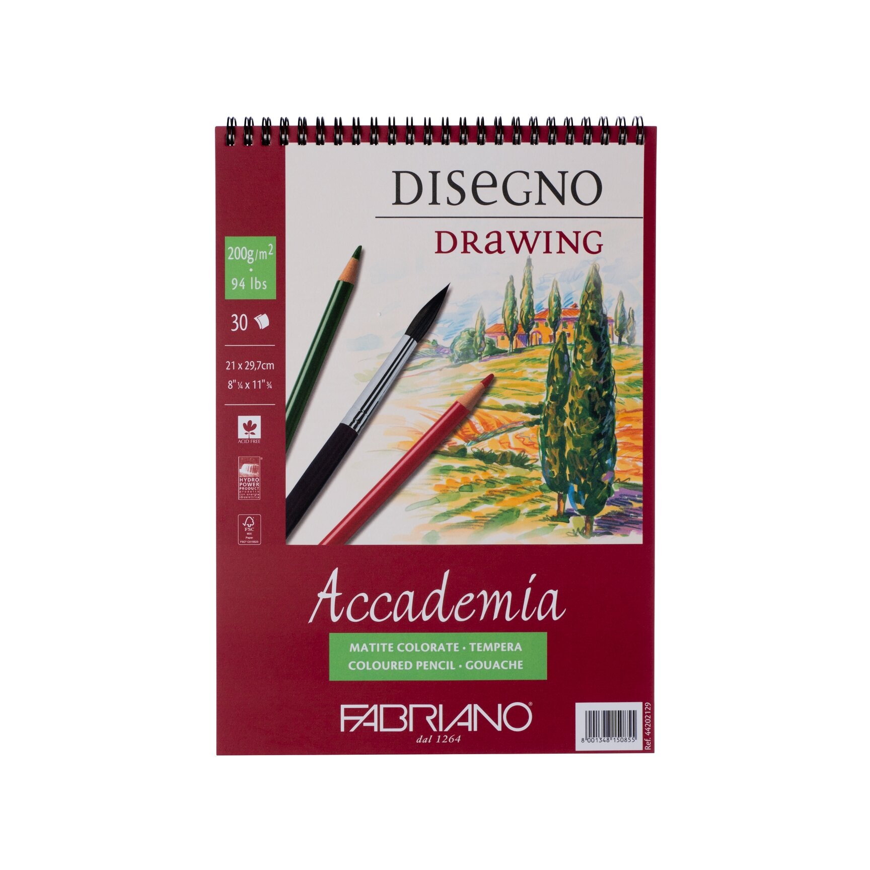 Скетчбук для зарисовок ACCADEMIA 200г/кв. м (А4) 210х297мм 30л. на спирали
